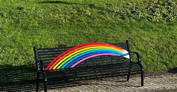 Council unveils third rainbow bench